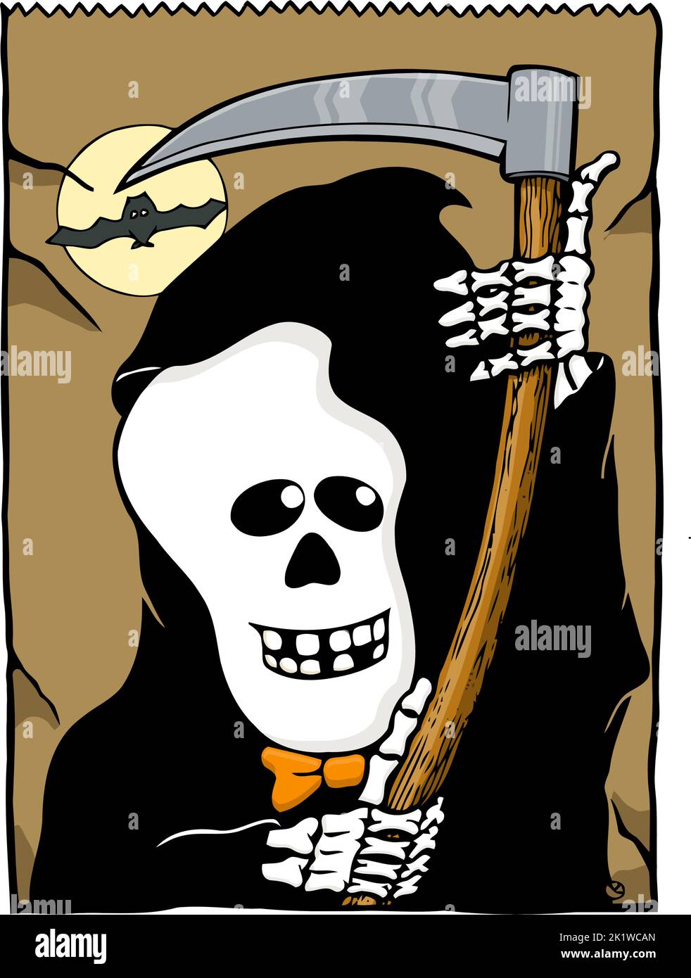 cartoon grim reaper on a paper bag Stock Vector Image & Art - Alamy