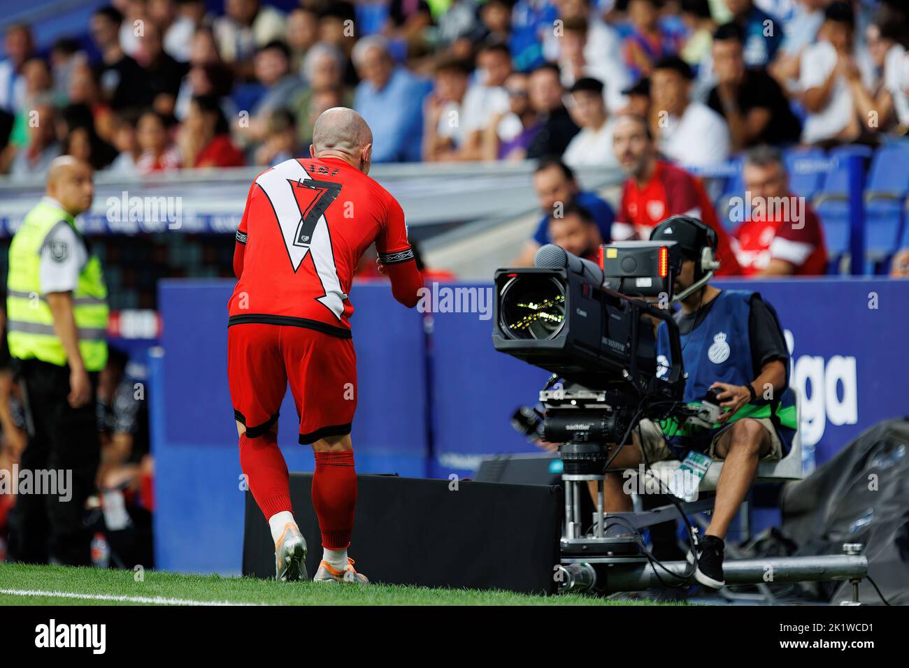 BARCELONA - AUG 19: Isi Palazon celebrates after scoring a goal at the ...