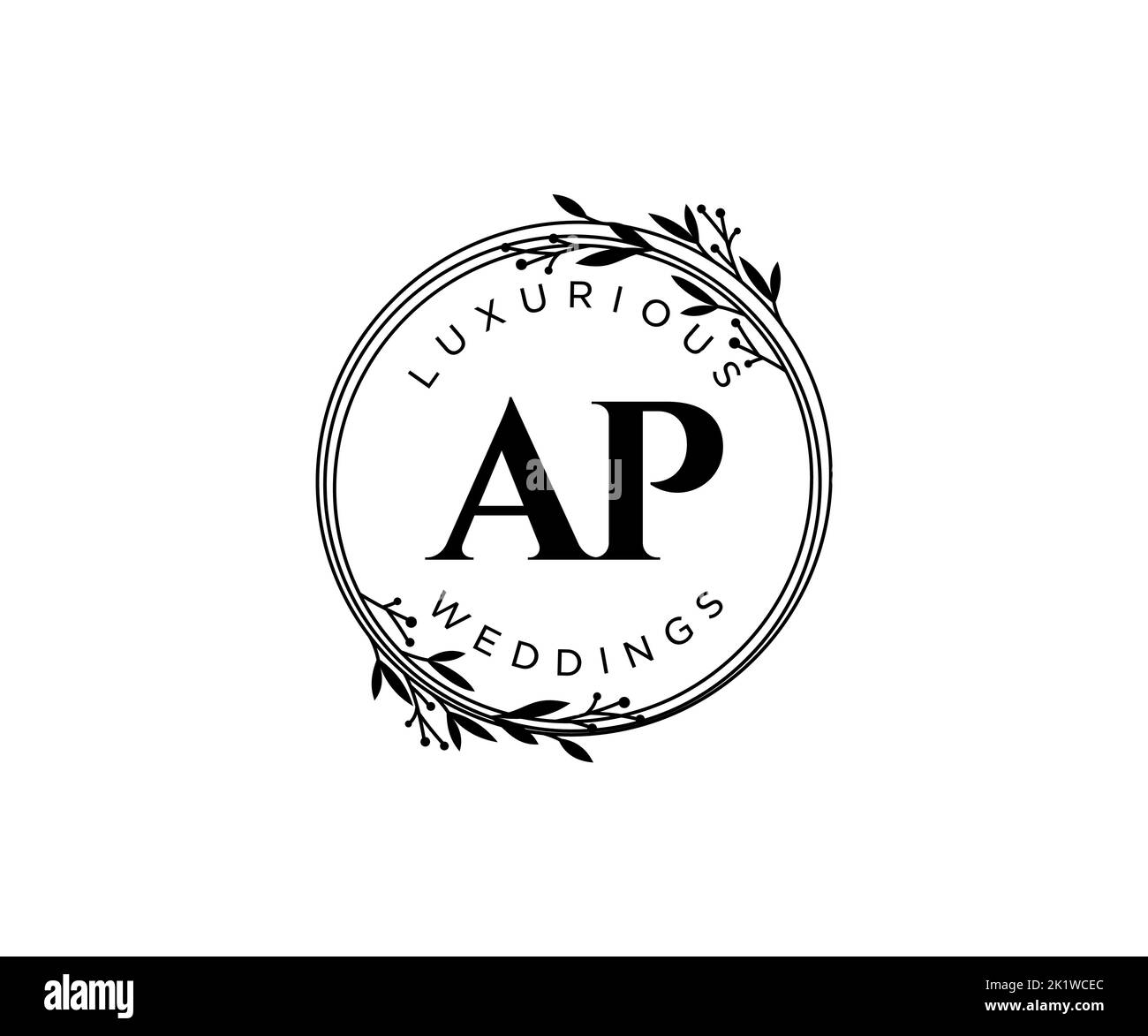 AP Initials letter Wedding monogram logos template, hand drawn modern ...