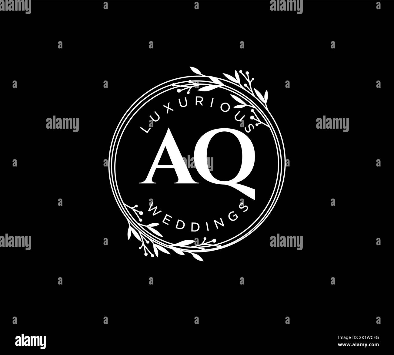 AQ Initials letter Wedding monogram logos template, hand drawn modern ...