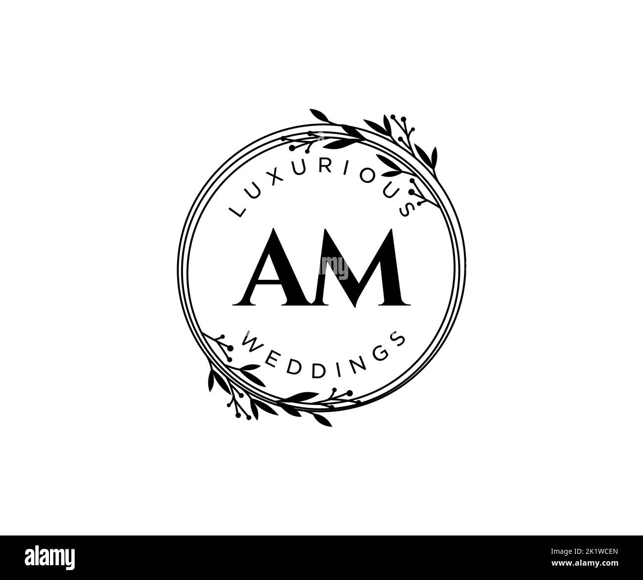 AM Initials letter Wedding monogram logos template, hand drawn modern ...