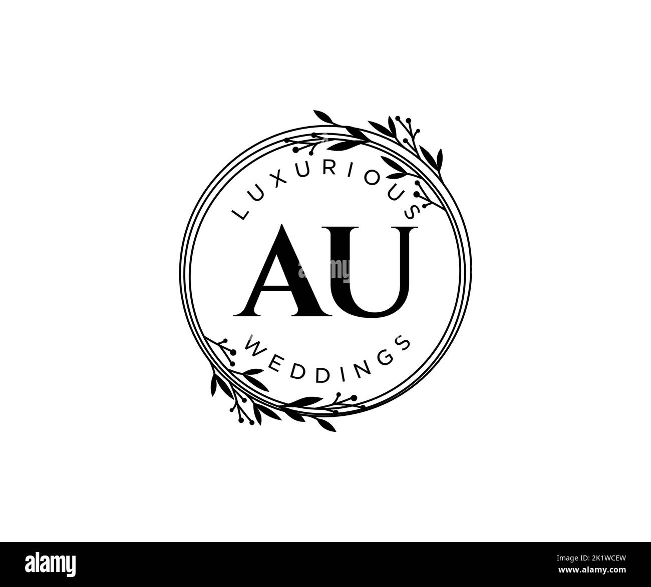 AU Initials letter Wedding monogram logos template, hand drawn modern ...