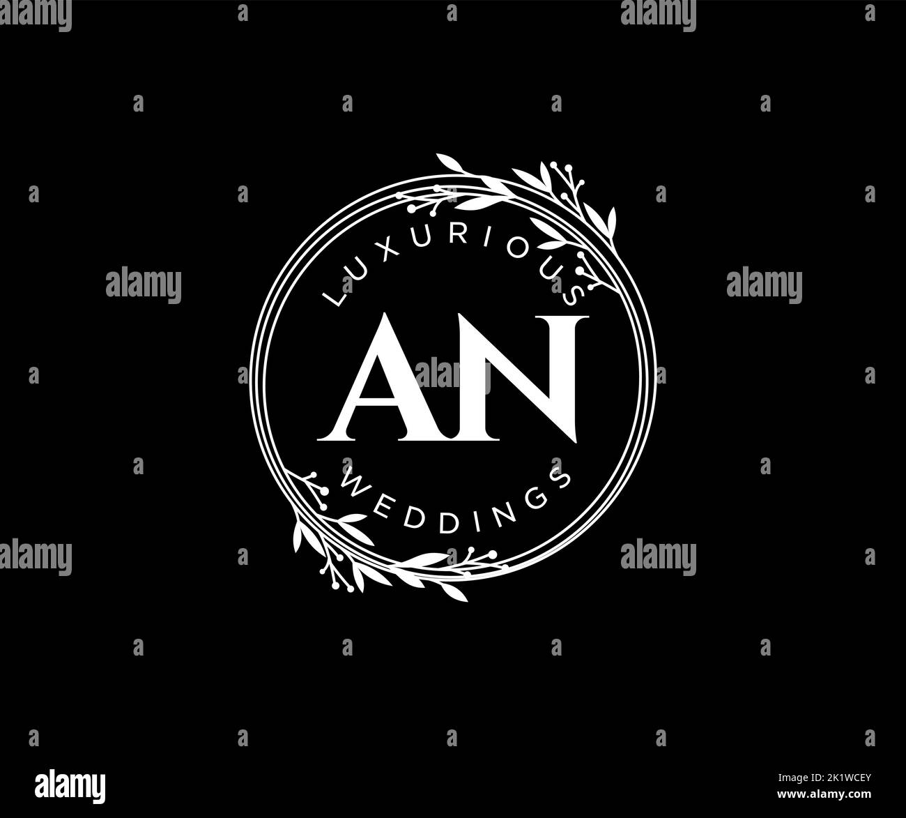 AN Initials letter Wedding monogram logos template, hand drawn modern minimalistic and floral ...