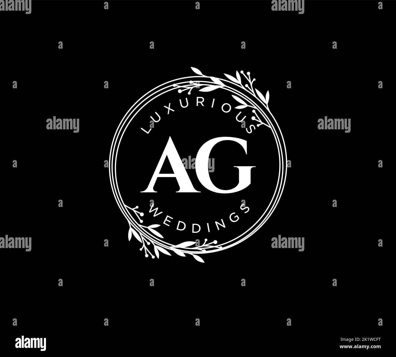 AG Initials letter Wedding monogram logos template, hand drawn modern ...