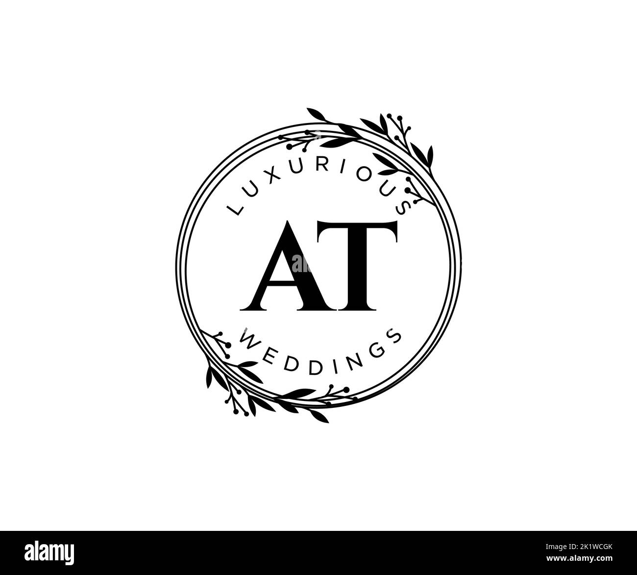 AT Initials letter Wedding monogram logos template, hand drawn modern ...