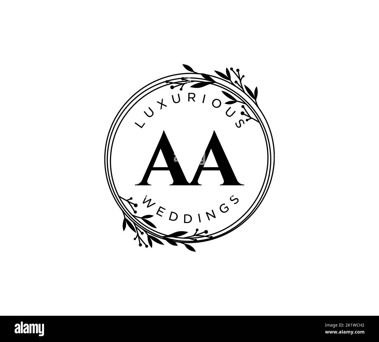 AA Initials letter Wedding monogram logos template, hand drawn modern ...