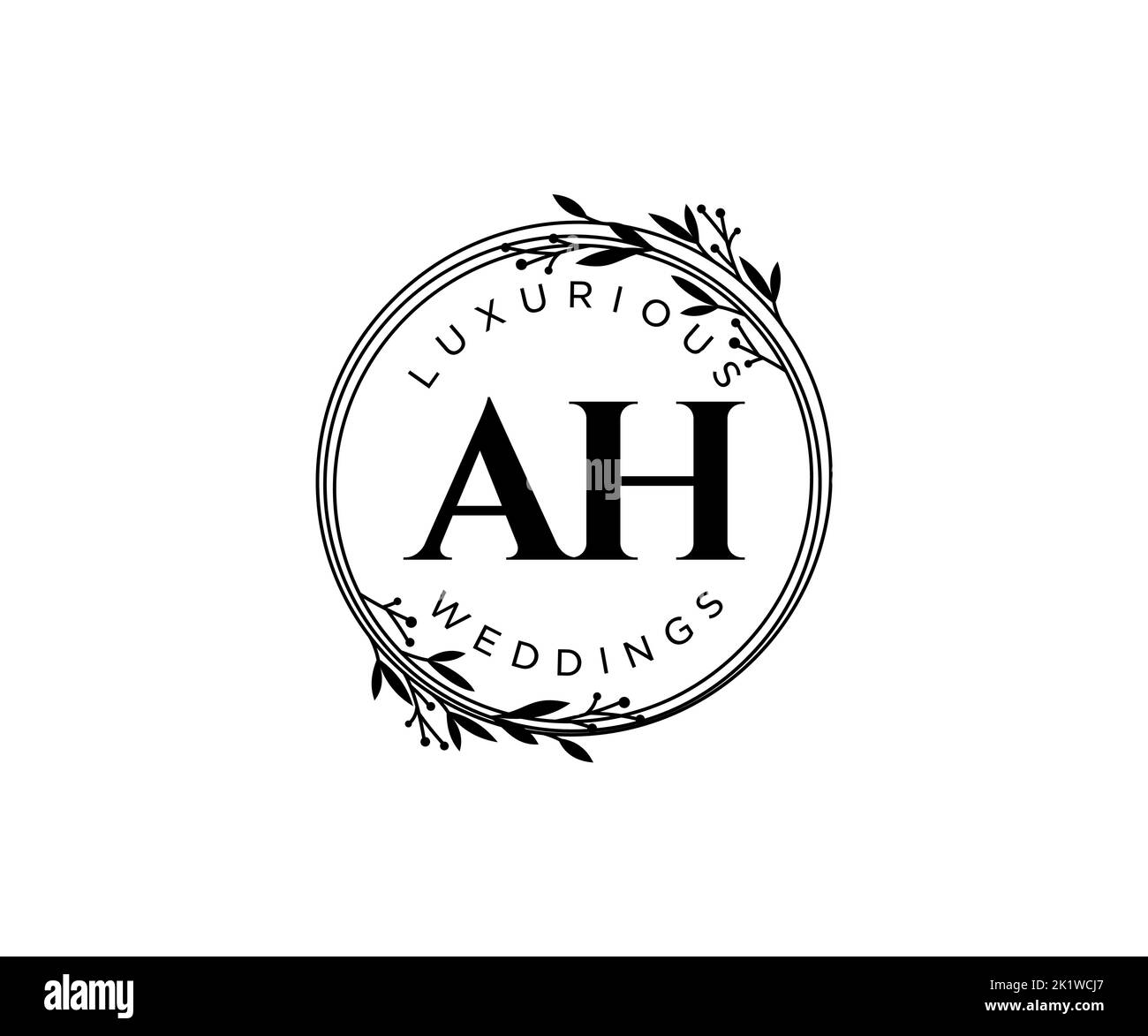 AH Initials letter Wedding monogram logos template, hand drawn modern minimalistic and floral ...