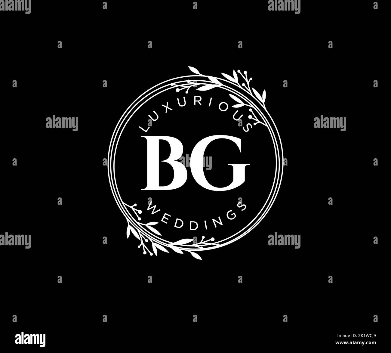 BG Initials letter Wedding monogram logos template, hand drawn modern ...