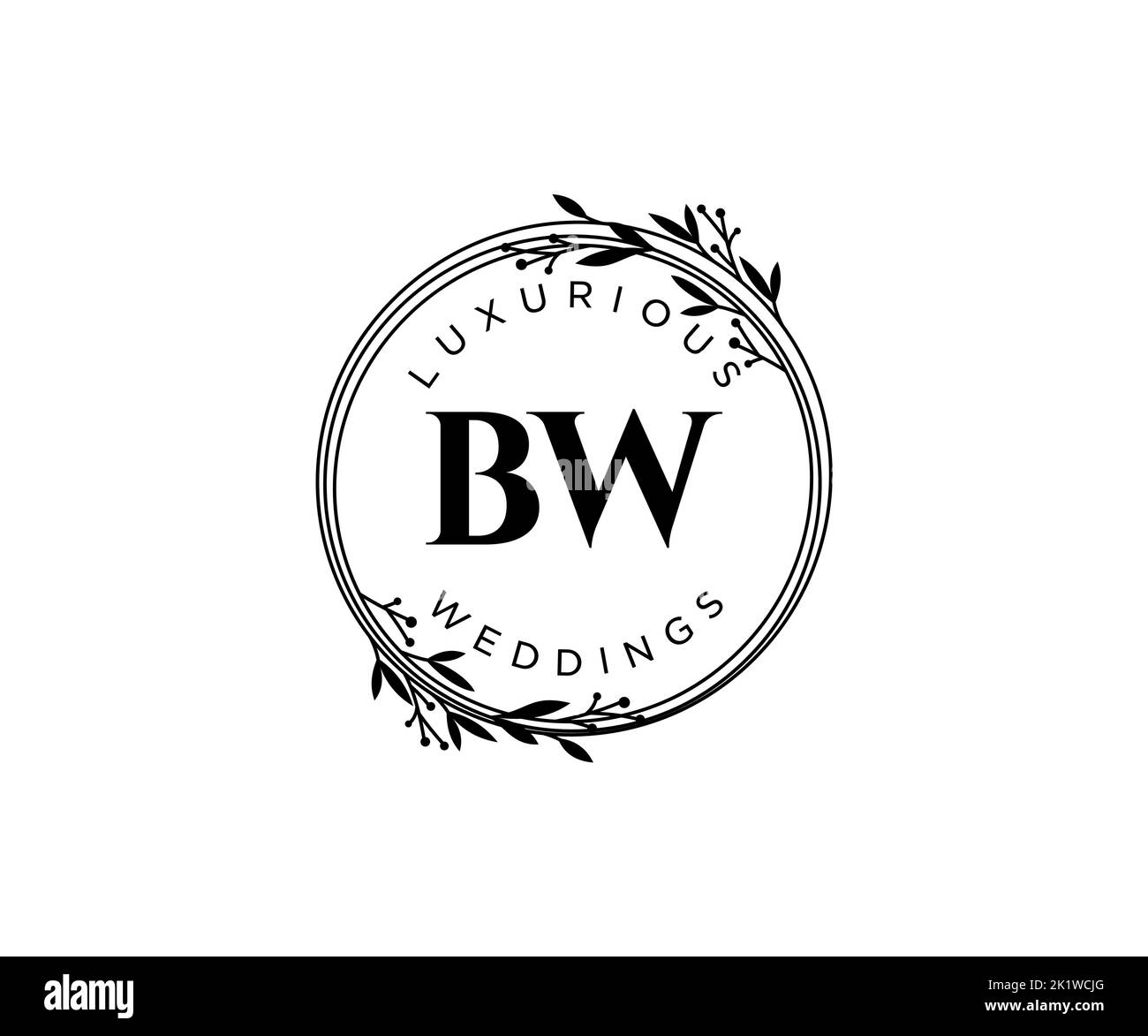 BW Initials letter Wedding monogram logos template, hand drawn modern ...