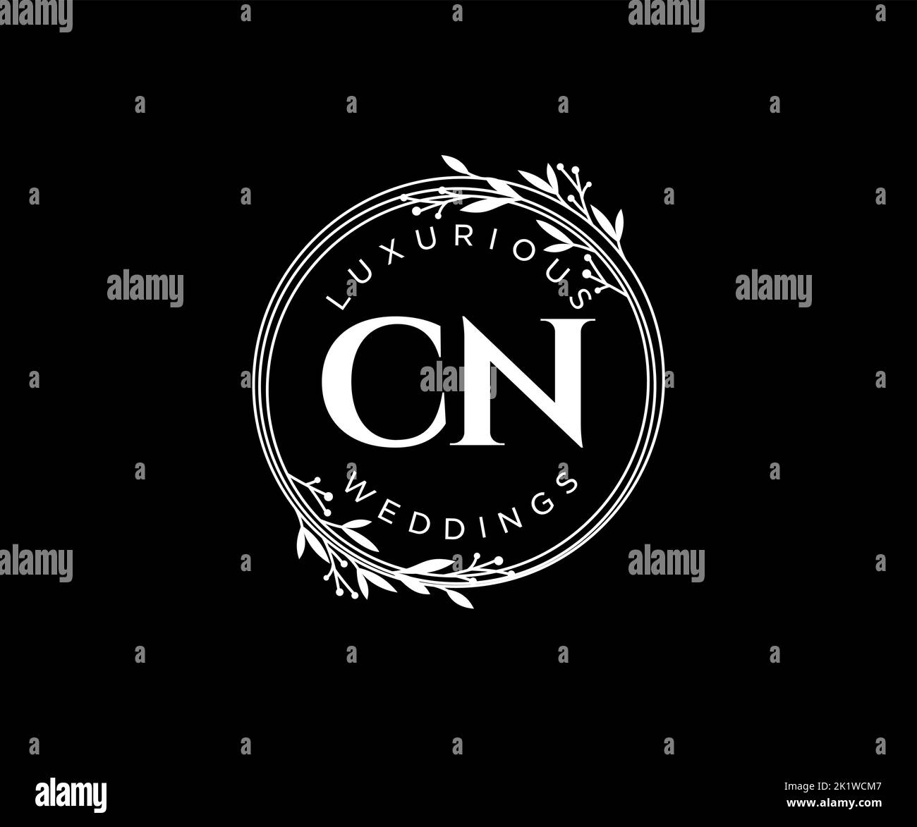 CN Initials letter Wedding monogram logos template, hand drawn modern ...