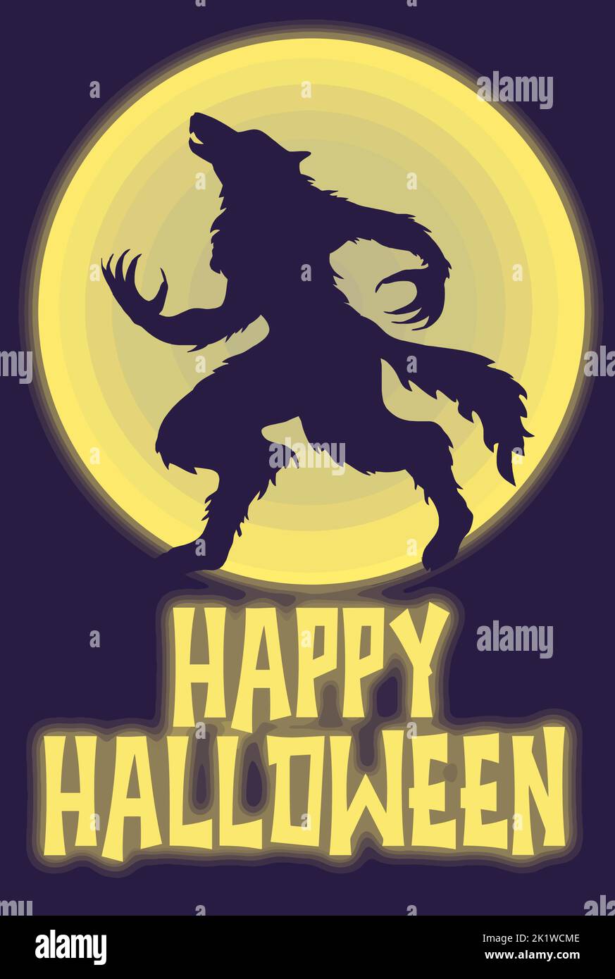 happy halloween with howling werewolf Stock Vector Image & Art - Alamy