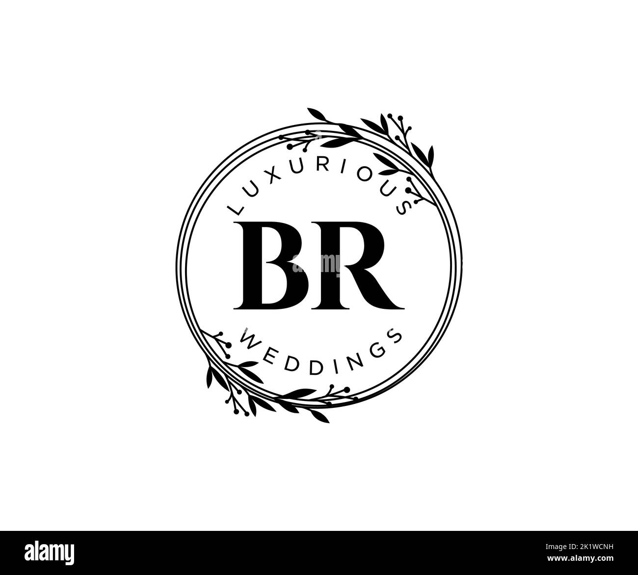 BR Initials letter Wedding monogram logos template, hand drawn modern ...