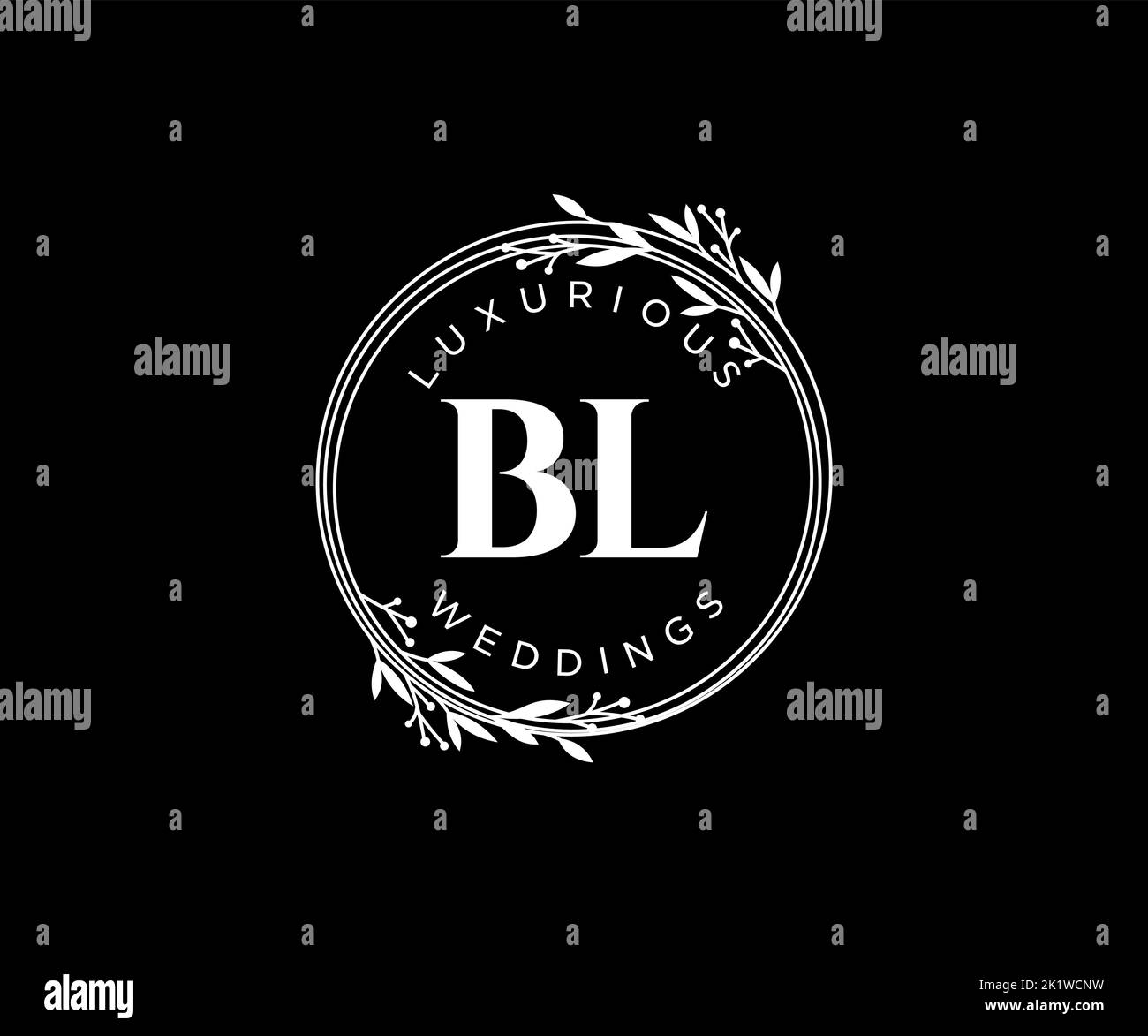 BL Initials letter Wedding monogram logos template, hand drawn modern ...