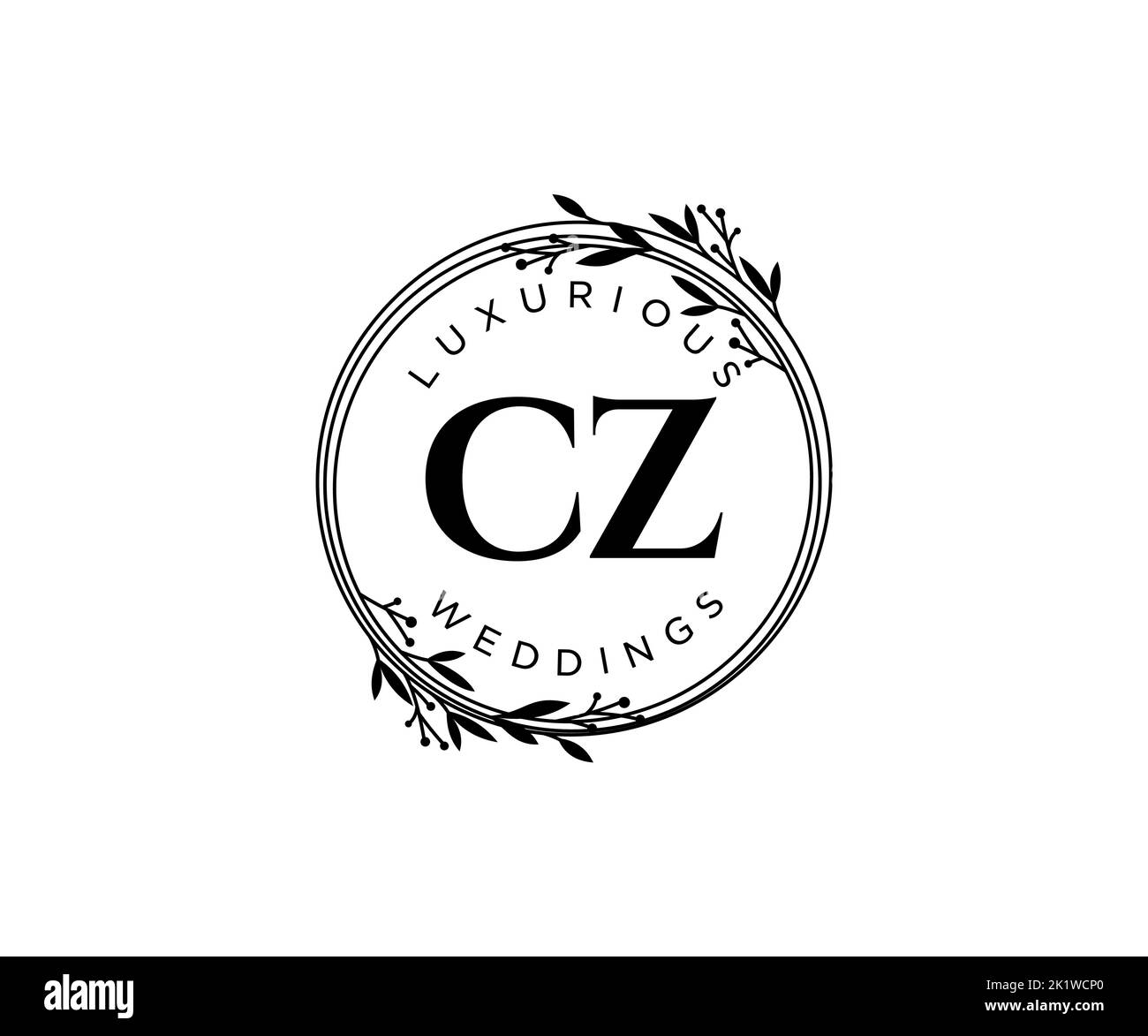 CZ Initials letter Wedding monogram logos template, hand drawn modern ...