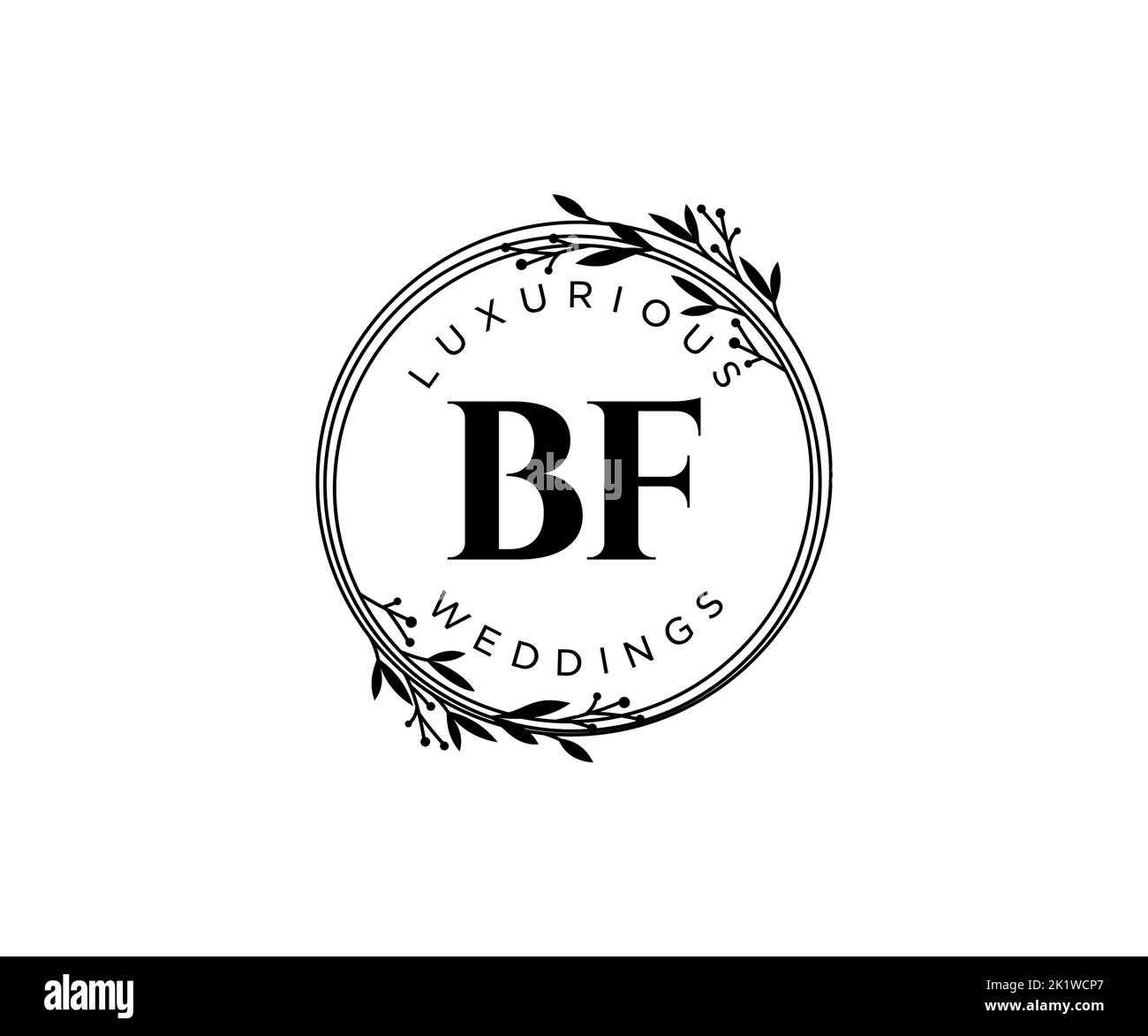 BF Initials letter Wedding monogram logos template, hand drawn modern ...