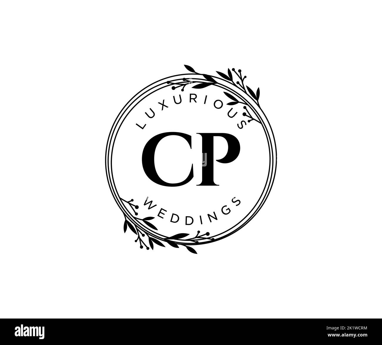 CP Initials letter Wedding monogram logos template, hand drawn modern ...