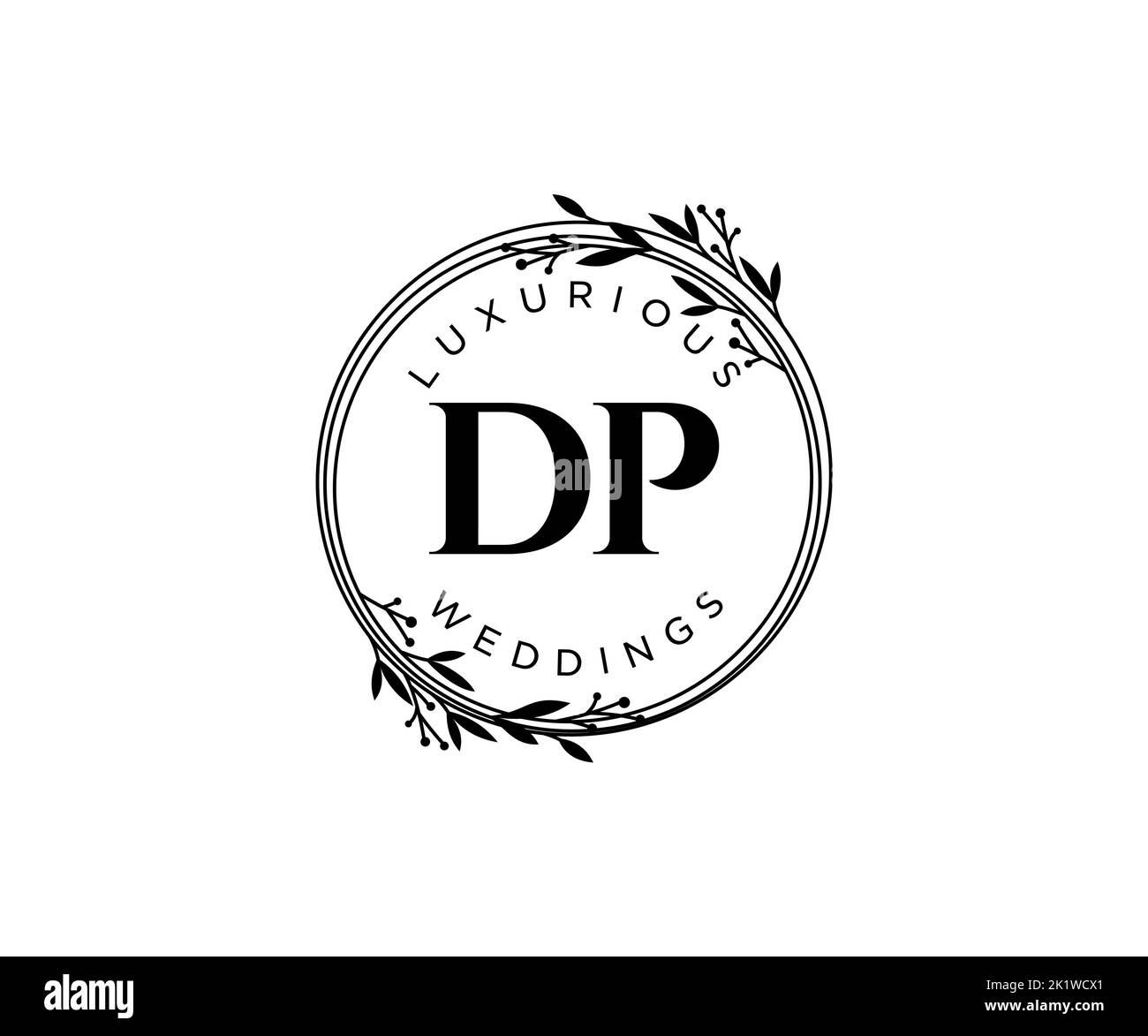DP Initials letter Wedding monogram logos template, hand drawn modern ...