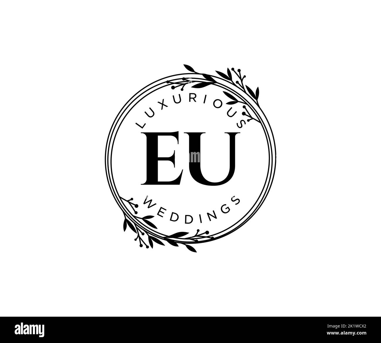 EU Initials letter Wedding monogram logos template, hand drawn modern ...