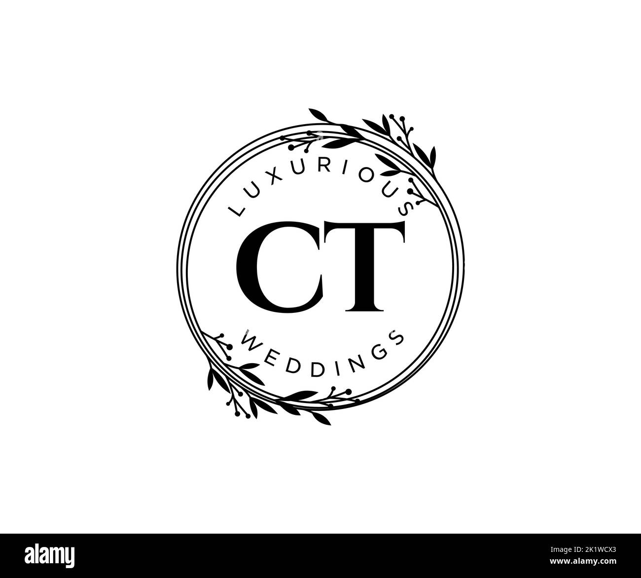 CT Initials letter Wedding monogram logos template, hand drawn modern ...