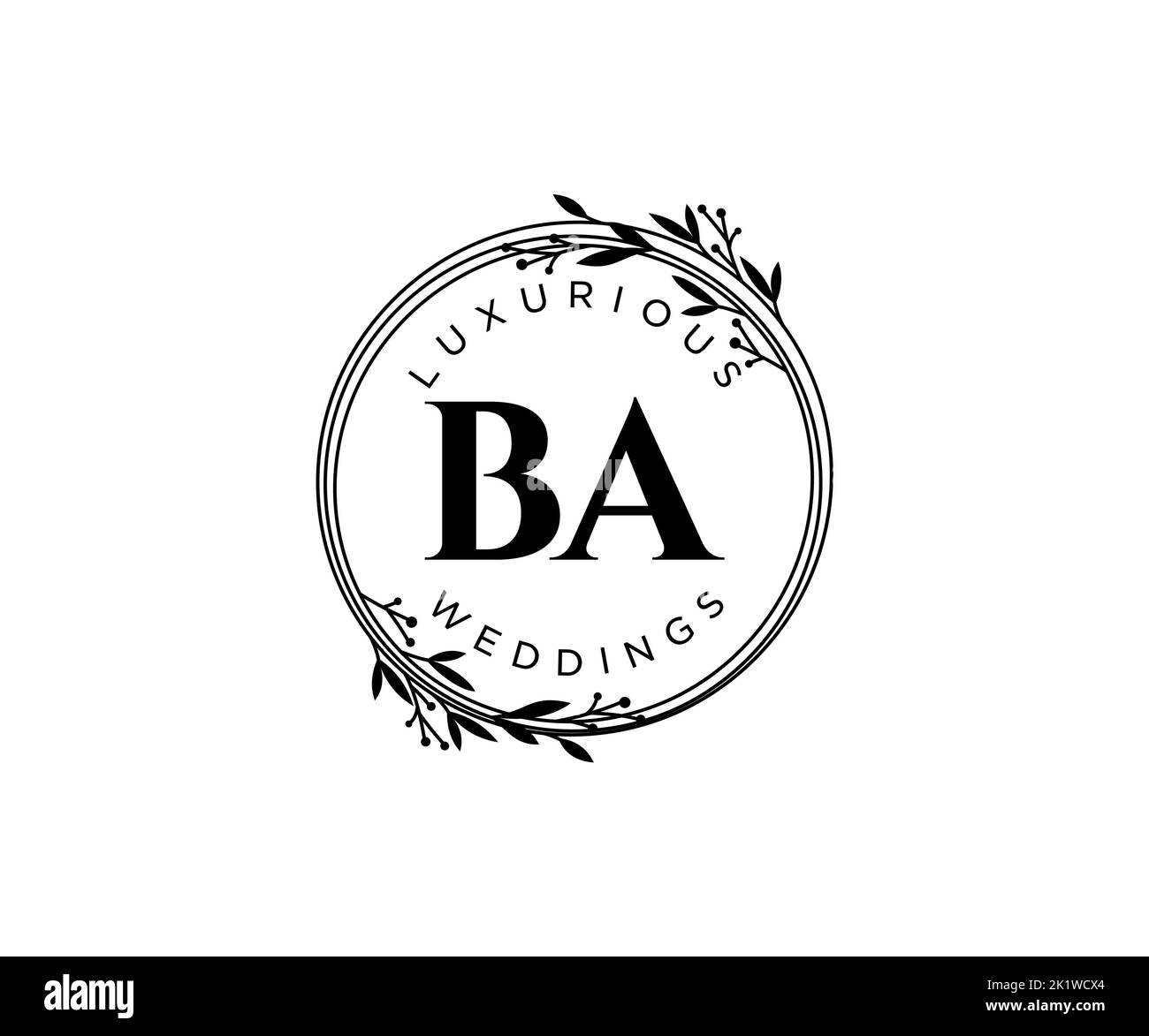 BA Initials letter Wedding monogram logos template, hand drawn modern ...