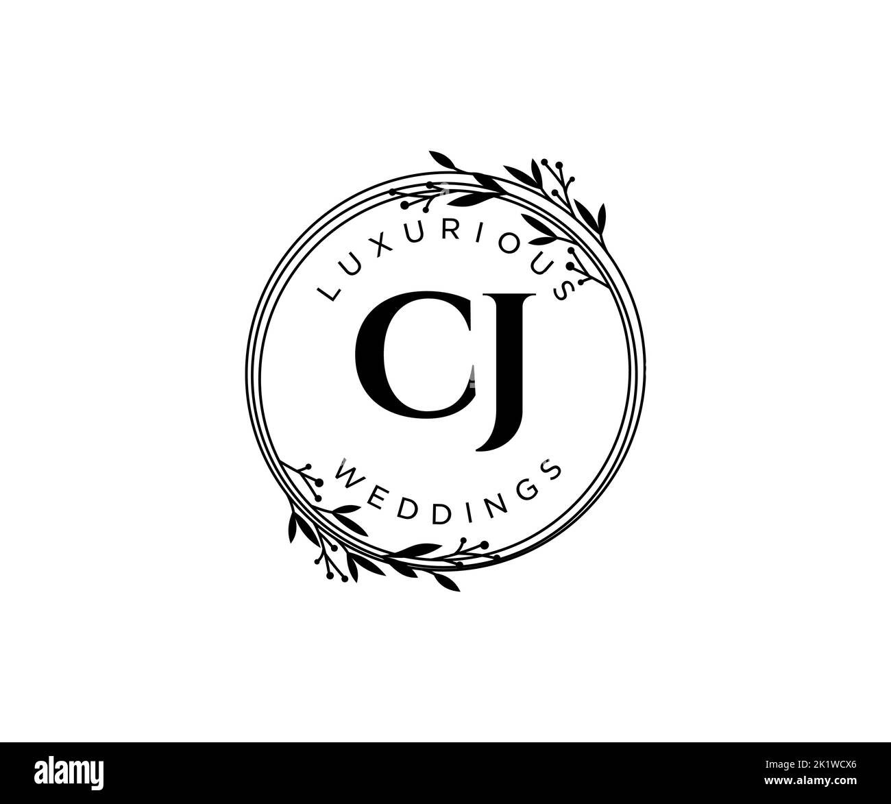 CJ Initials letter Wedding monogram logos template, hand drawn modern ...