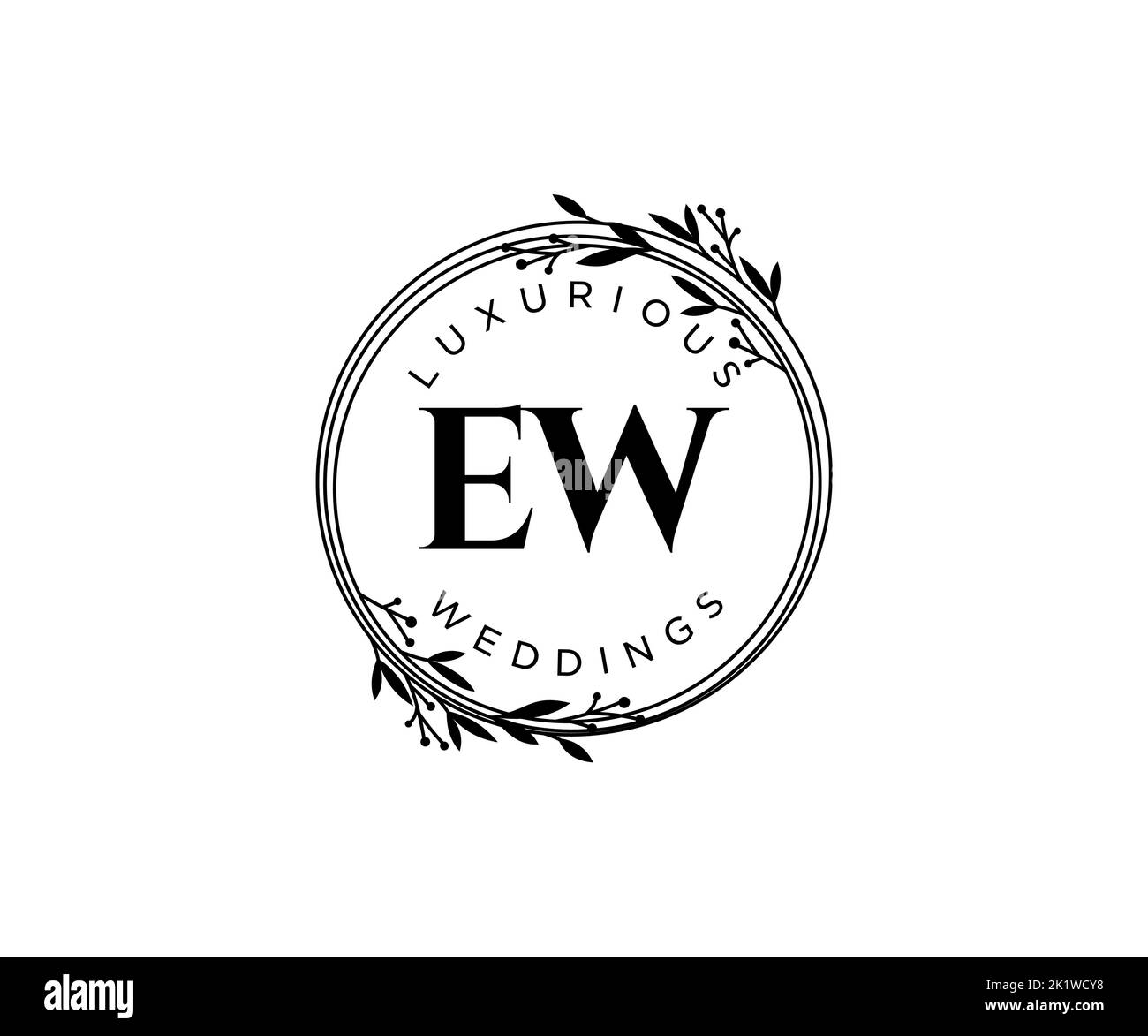 EW Initials letter Wedding monogram logos template, hand drawn modern ...