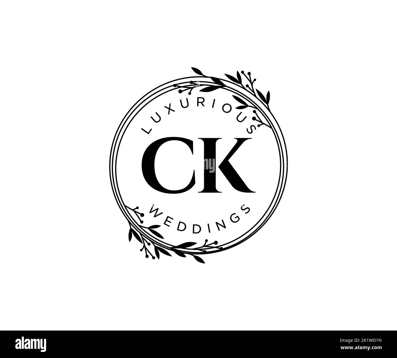 CK Initials letter Wedding monogram logos template, hand drawn modern minimalistic and floral ...