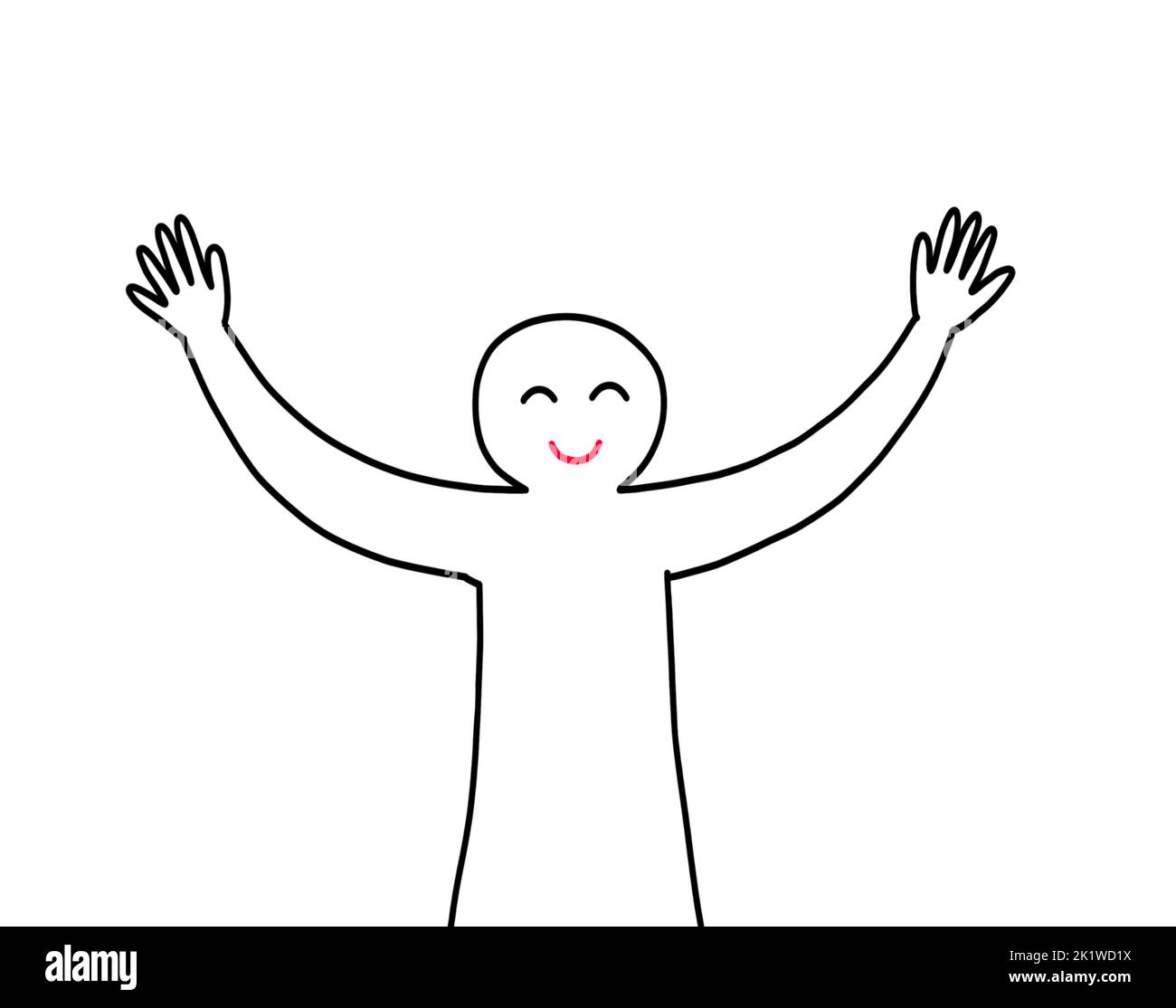 A person raising arms and hands up gesture smiling. Positive happy ...