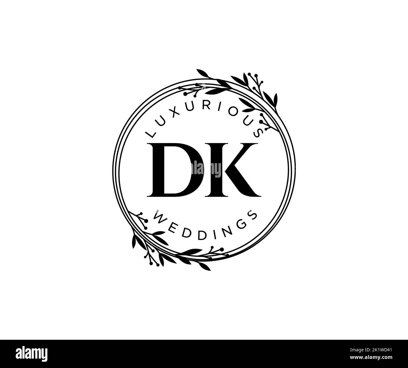 DK Initials letter Wedding monogram logos template, hand drawn modern ...