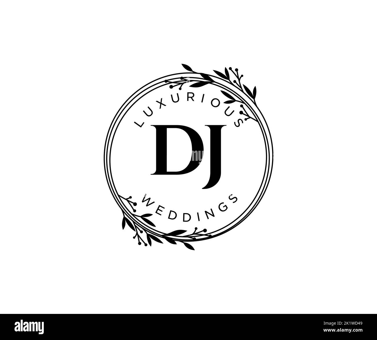 DJ Initials letter Wedding monogram logos template, hand drawn modern ...