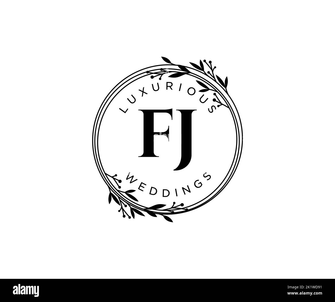 FJ Initials letter Wedding monogram logos template, hand drawn modern ...