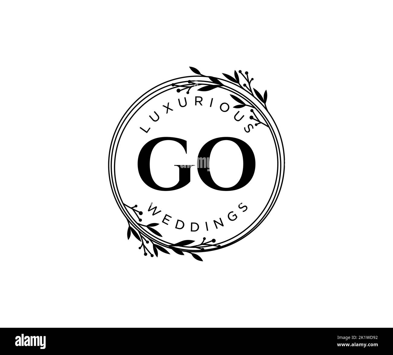 GO Initials letter Wedding monogram logos template, hand drawn modern ...