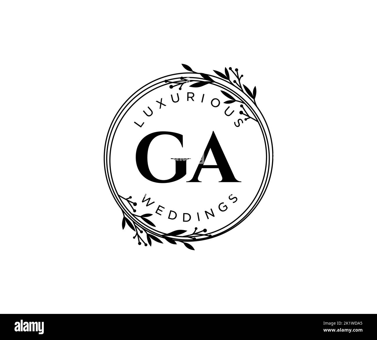 GA Initials letter Wedding monogram logos template, hand drawn modern ...