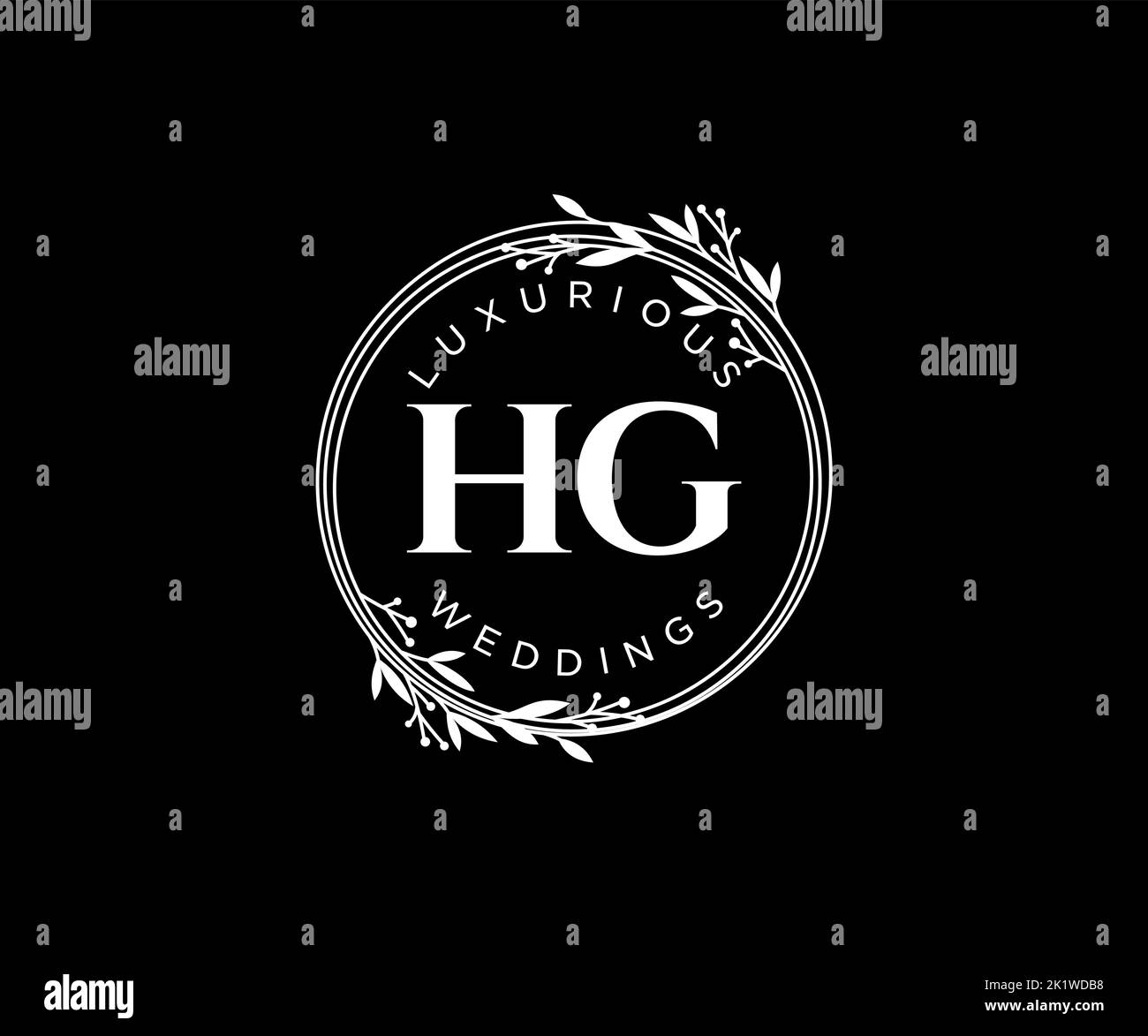 HG Initials letter Wedding monogram logos template, hand drawn modern ...