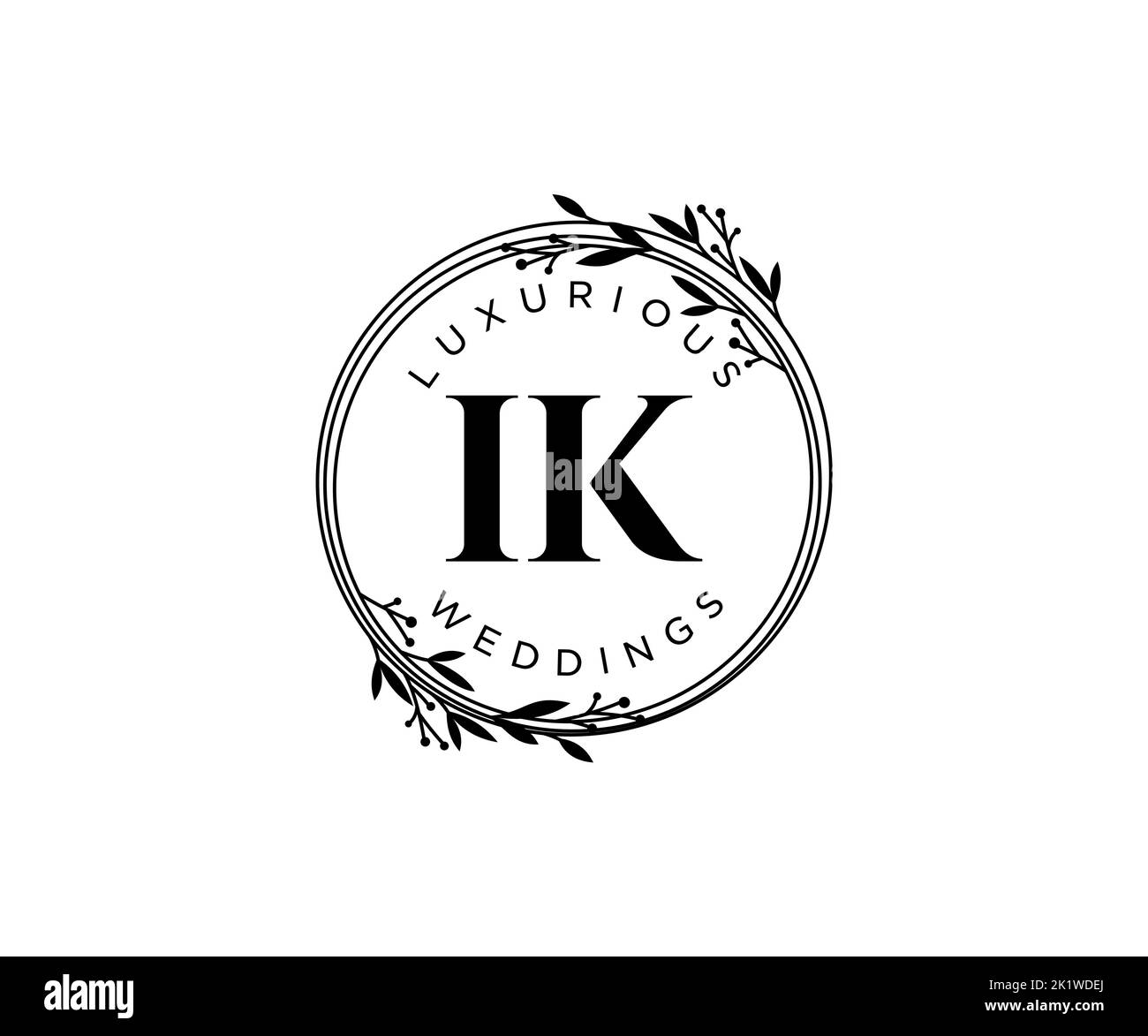 IK Initials letter Wedding monogram logos template, hand drawn modern ...
