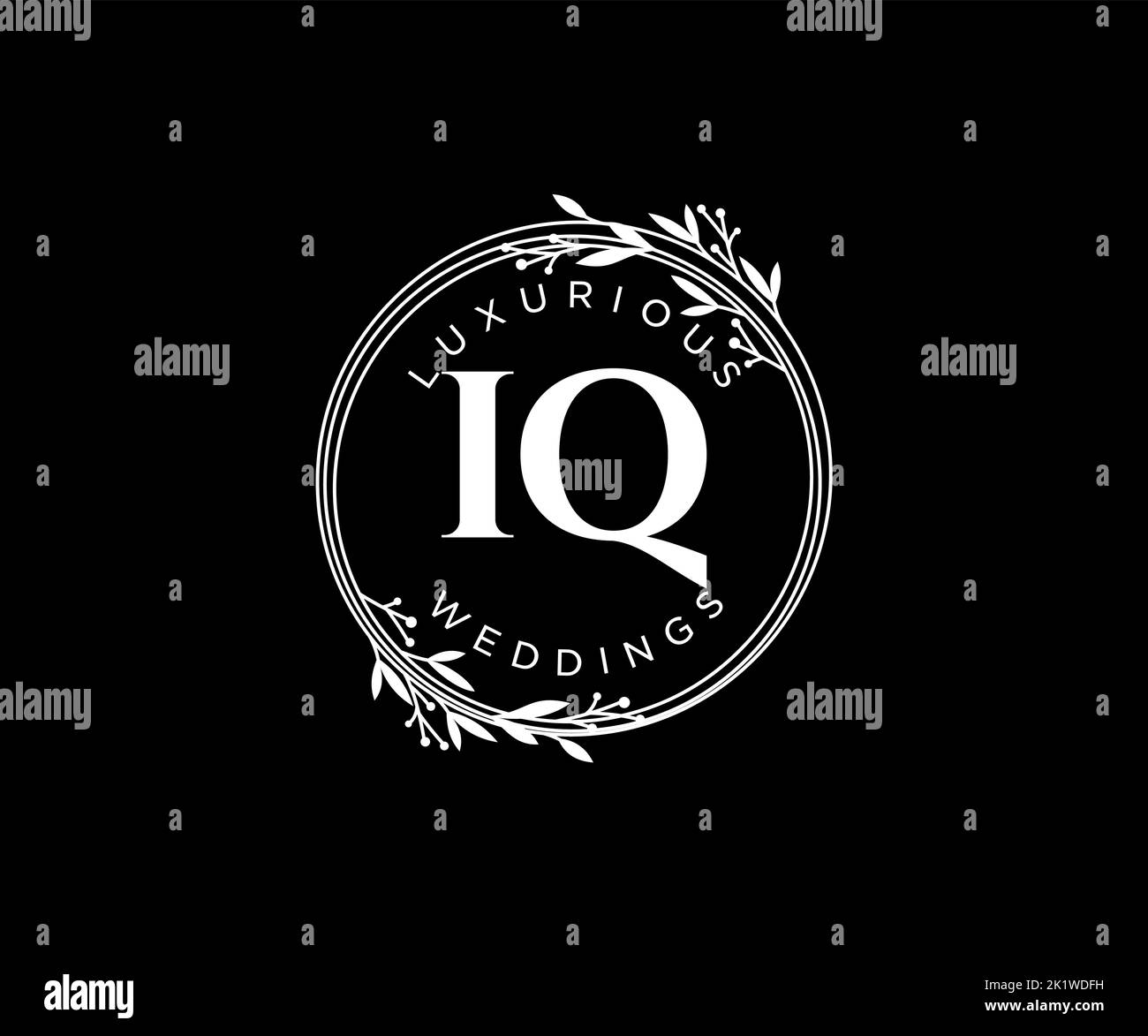 IQ Initials letter Wedding monogram logos template, hand drawn modern ...