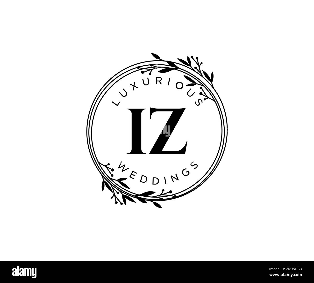 IZ Initials letter Wedding monogram logos template, hand drawn modern ...