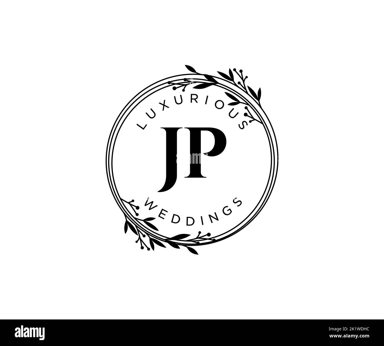 JP Initials letter Wedding monogram logos template, hand drawn modern ...