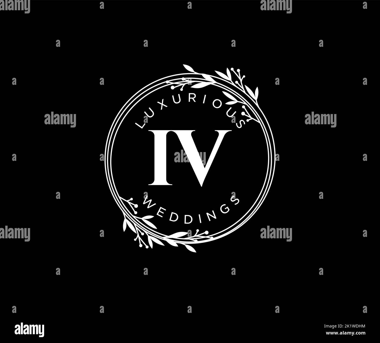IV Initials letter Wedding monogram logos template, hand drawn modern ...