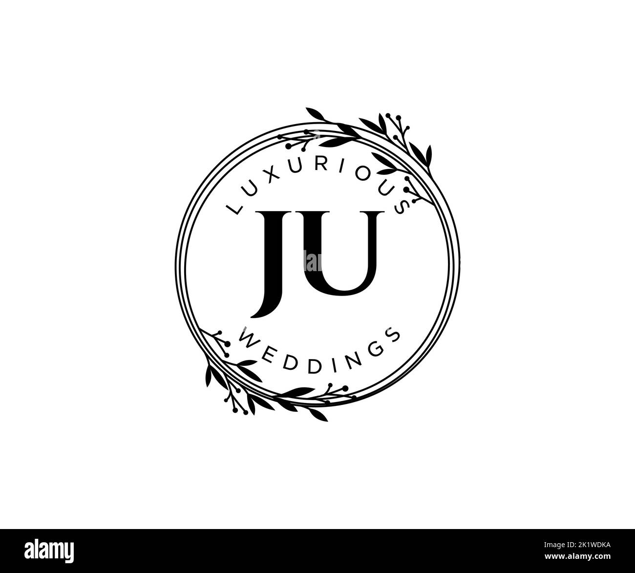 JU Initials letter Wedding monogram logos template, hand drawn modern ...