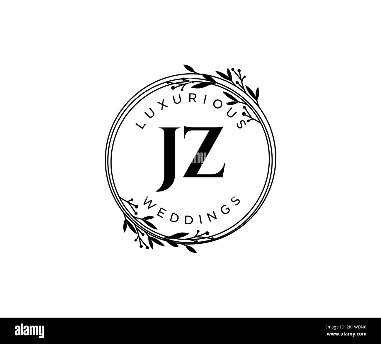 JZ Initials letter Wedding monogram logos template, hand drawn modern ...