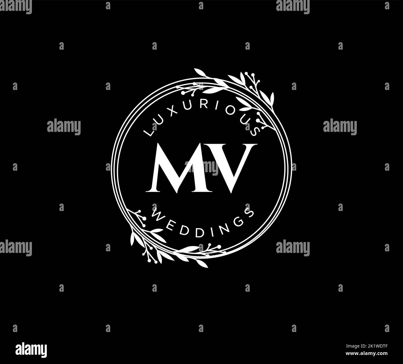 MV Initials letter Wedding monogram logos template, hand drawn modern ...