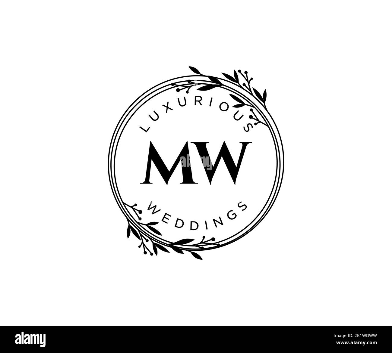 MW Initials letter Wedding monogram logos template, hand drawn modern ...