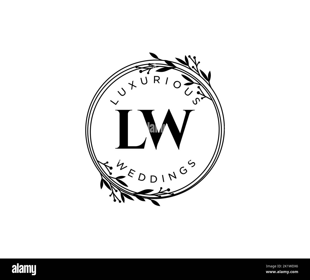 LW Initials letter Wedding monogram logos template, hand drawn modern ...