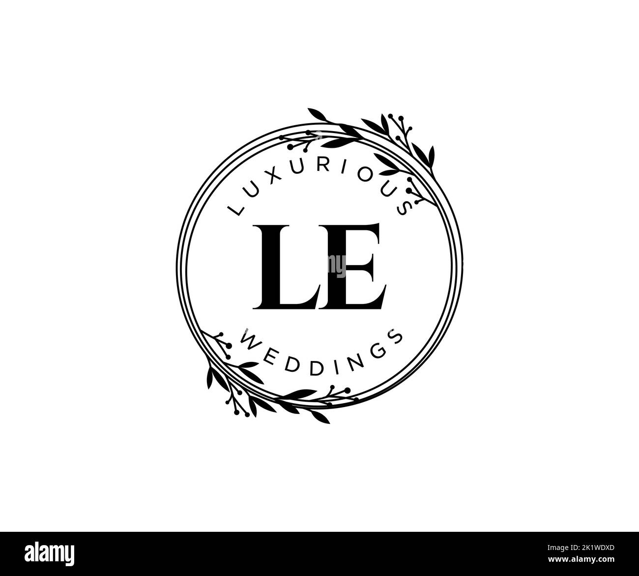 LE Initials letter Wedding monogram logos template, hand drawn modern ...