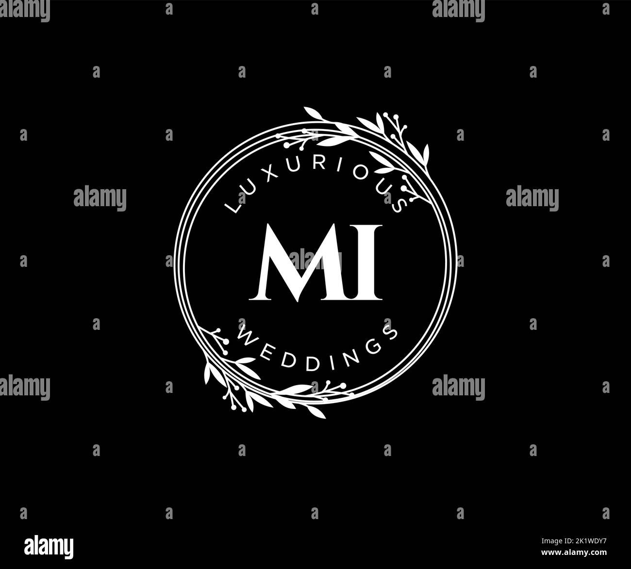 MI Initials letter Wedding monogram logos template, hand drawn modern ...