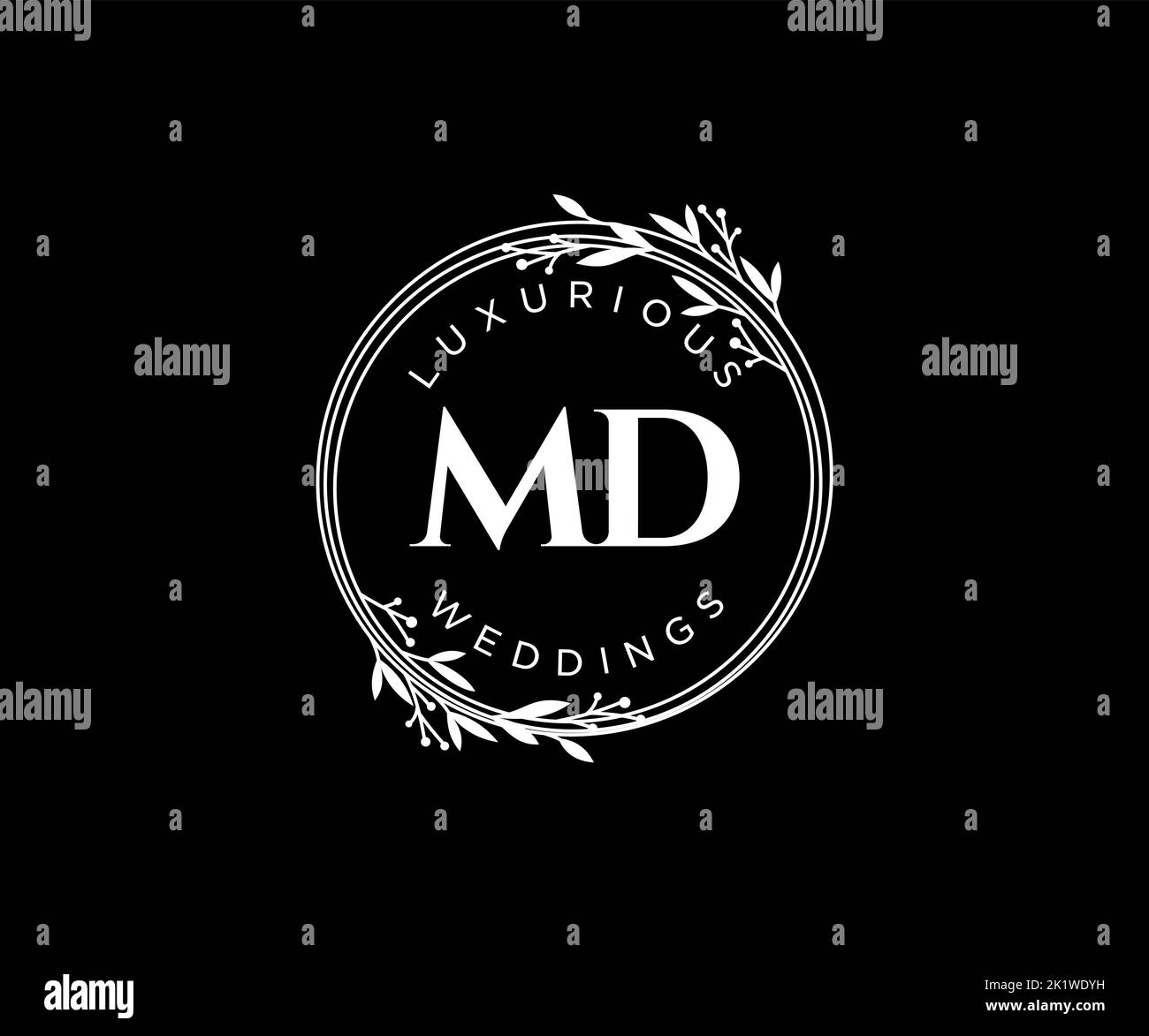 MDnitials letter Wedding monogram logos template, hand drawn modern ...