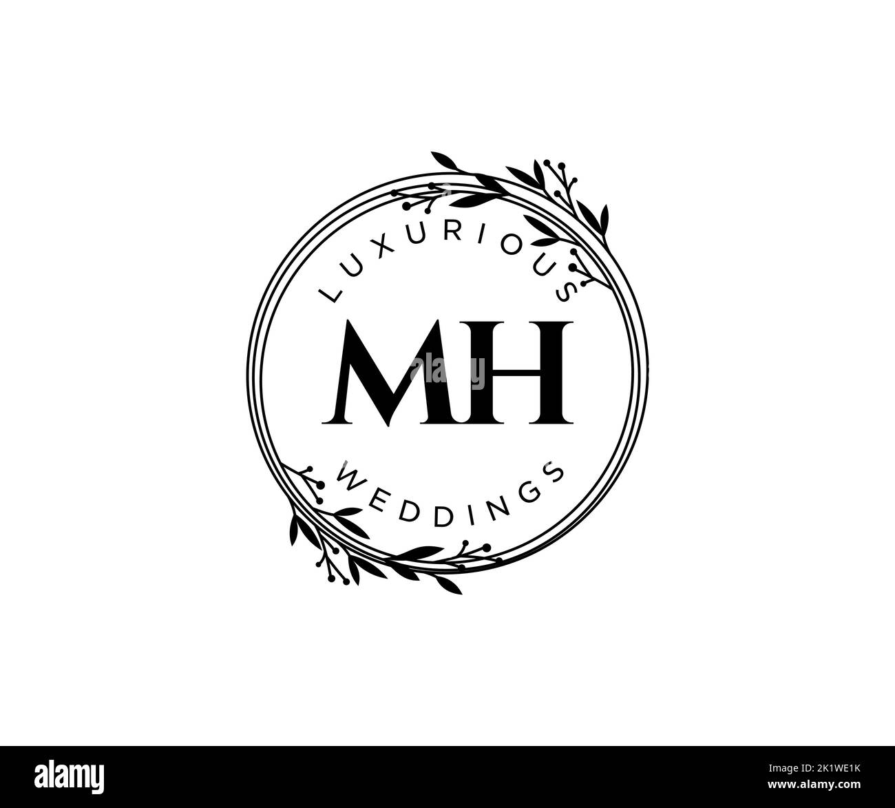 MH Initials letter Wedding monogram logos template, hand drawn modern ...
