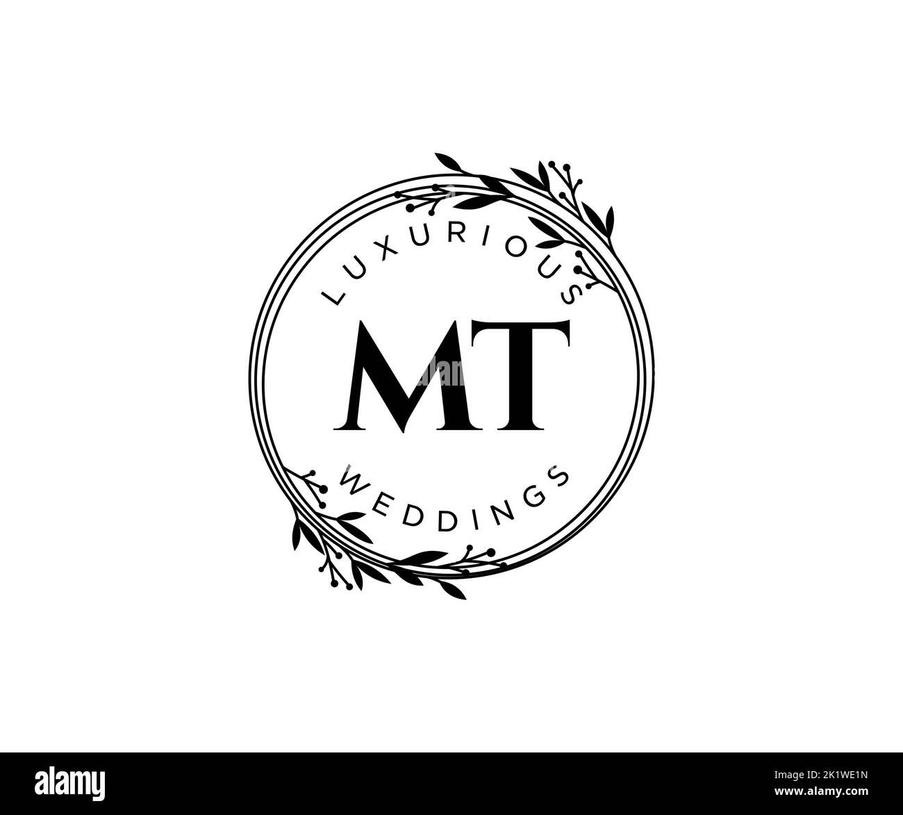 MT Initials letter Wedding monogram logos template, hand drawn modern minimalistic and floral ...