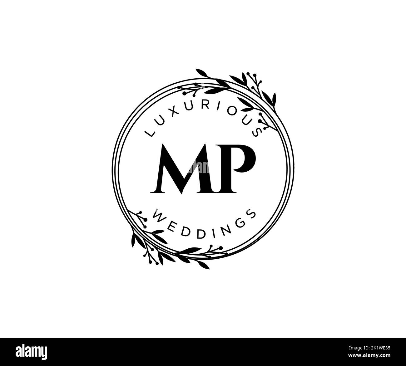 MP Initials letter Wedding monogram logos template, hand drawn modern ...